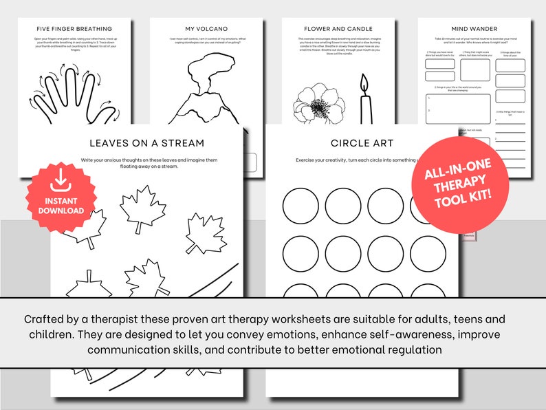 Printable Art Therapy Worksheets for School Psychologist Counselor ...