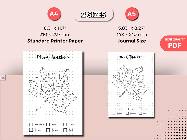 Fall Leaf Mood Tracker - Printable Mood Journal Page - Wellness Journal ...