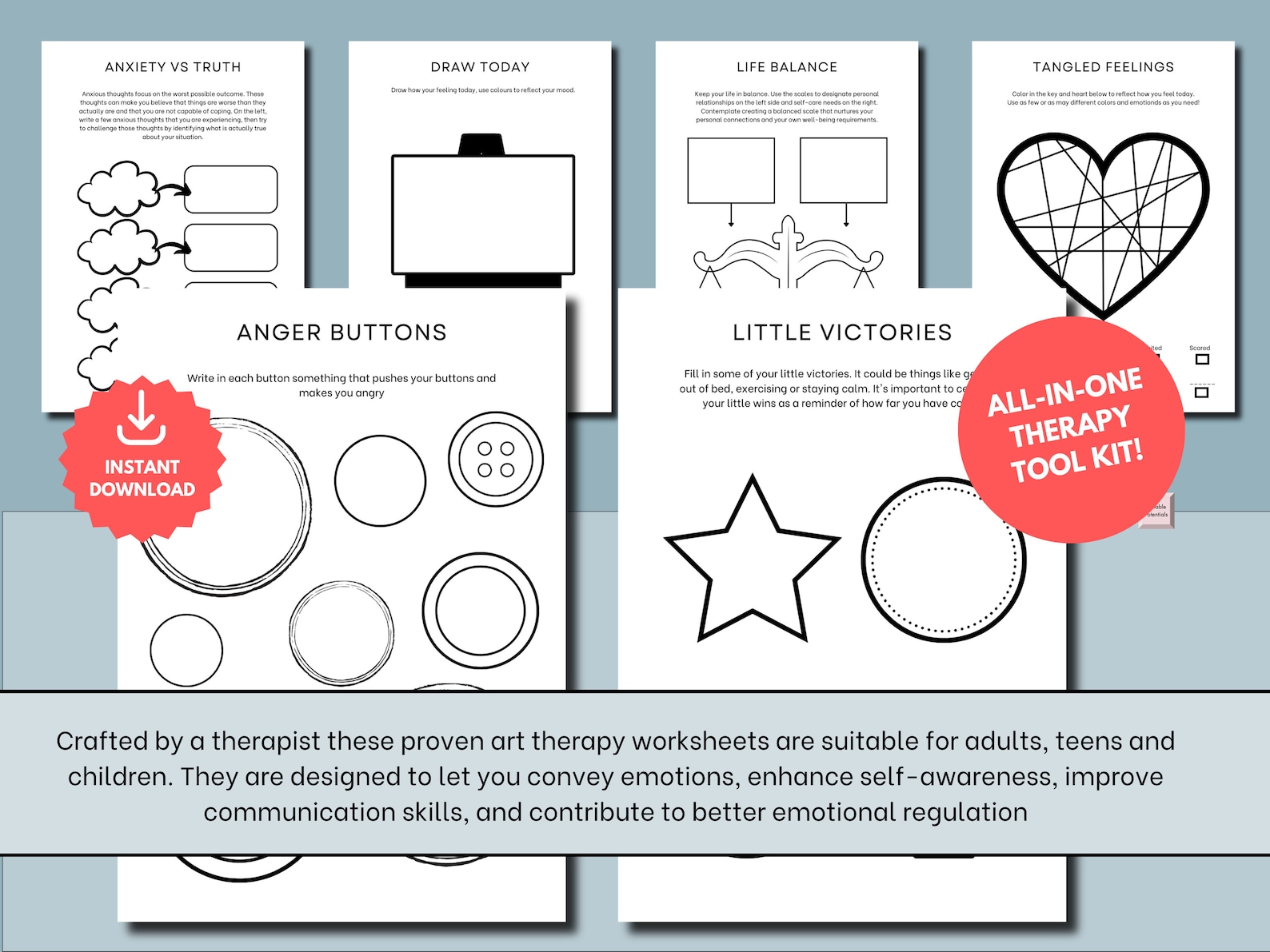 Personal Development Art Therapy Worksheets for School Counselor Social ...
