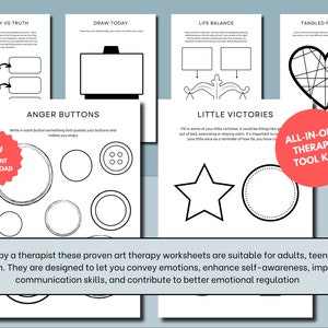 Personal Development Art Therapy Worksheets for School Counselor Social ...