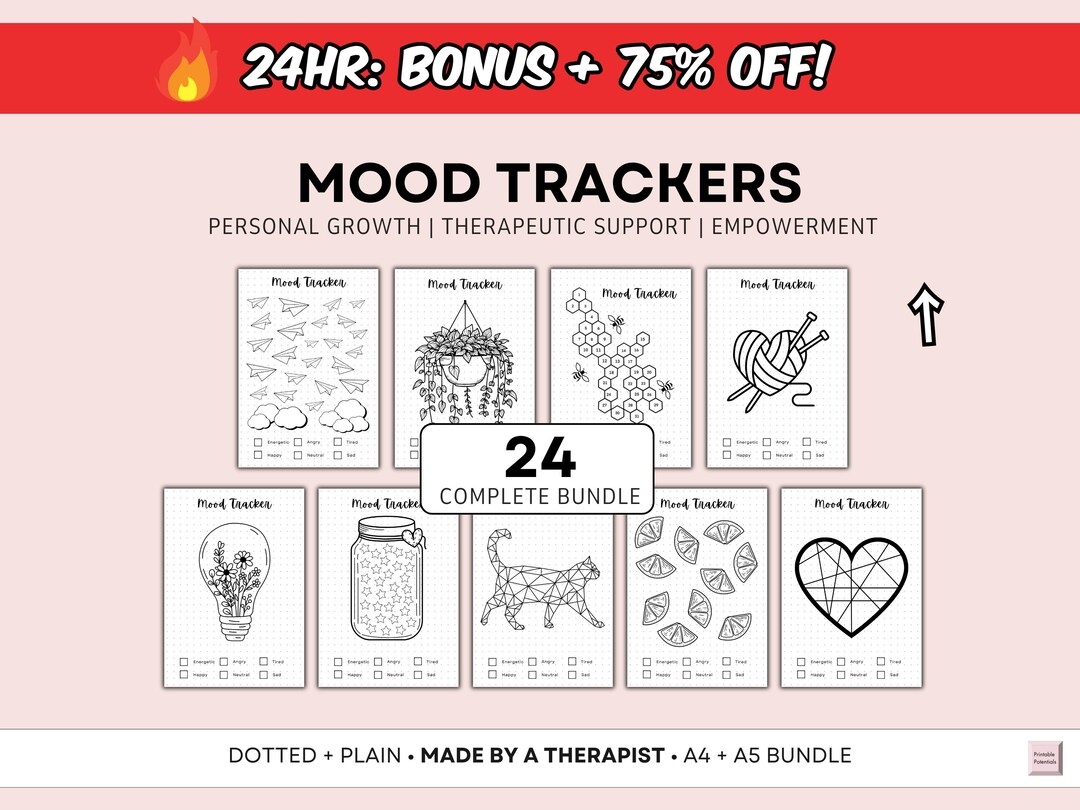 Mood Tracker Bundle - Journal Pages - Monthly Mood Tracker - Mood ...