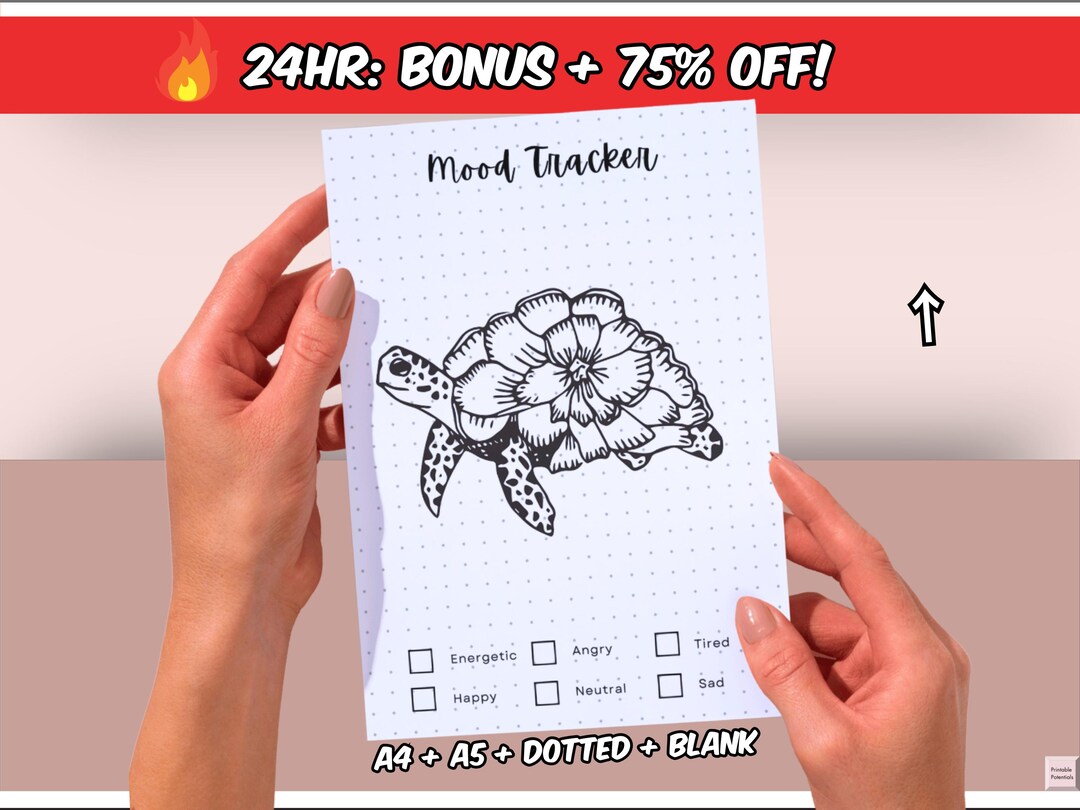 Turtle Flower Mood Tracker - Printable Mood Journal Page - Wellness ...