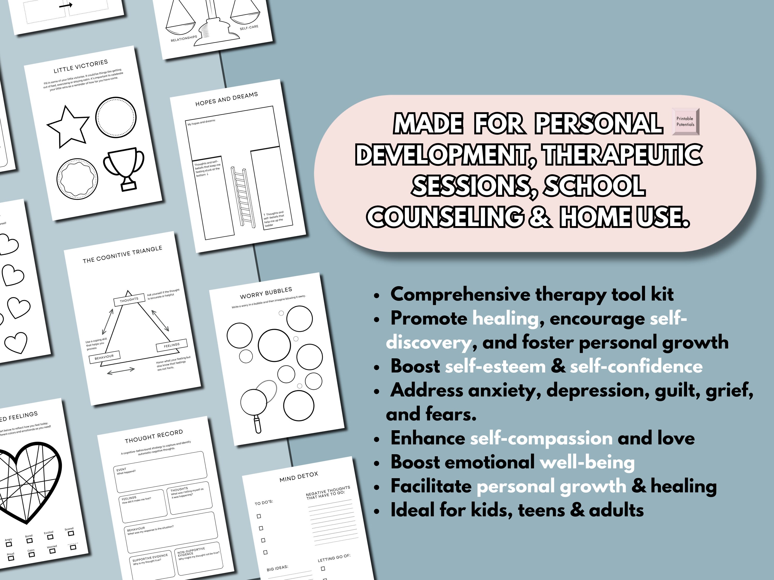 Personal Development Art Therapy Worksheets for School Counselor Social ...