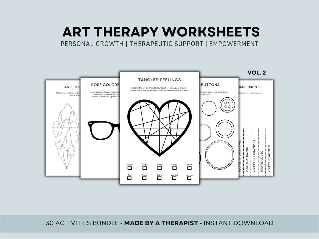 Personal Development Art Therapy Worksheets for School Counselor Social ...