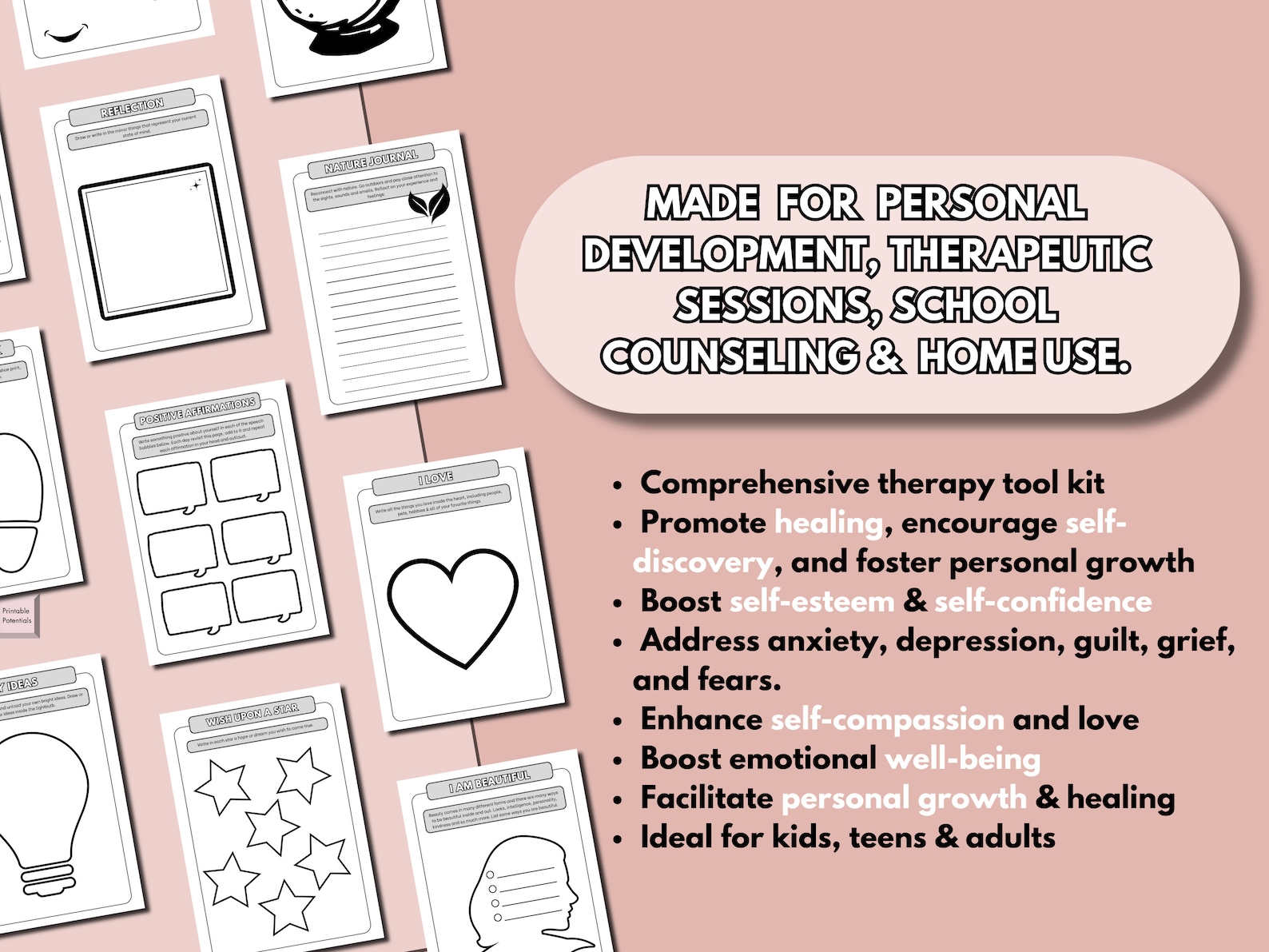 Art Therapy Worksheet for Occupational Therapy Journal Prompts Therapy ...