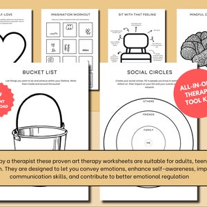 Mental Health Art Therapy Worksheets for Social Worker Life Coach ...
