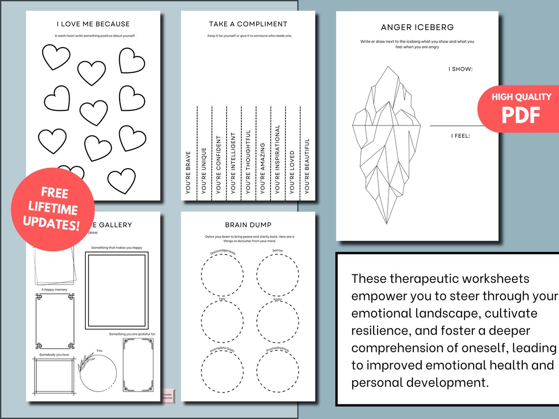 Personal Development Art Therapy Worksheets for School Counselor Social ...