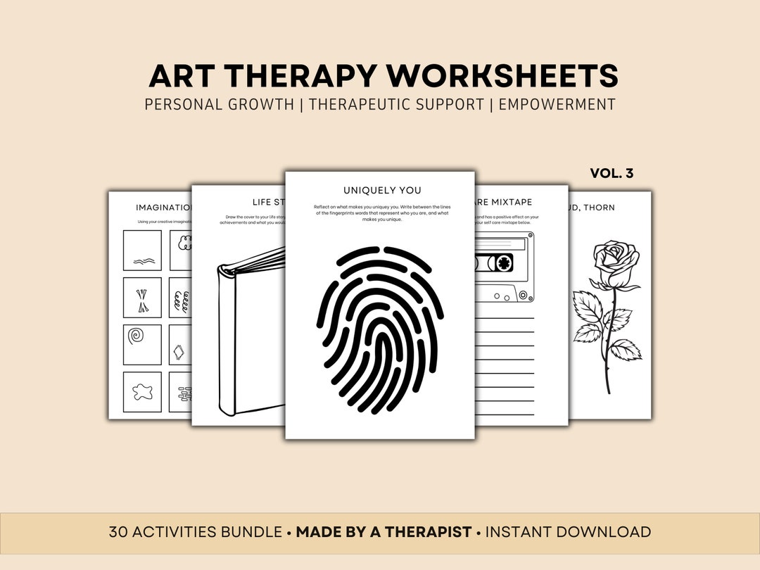 Mental Health Art Therapy Worksheets for Social Worker Life Coach ...