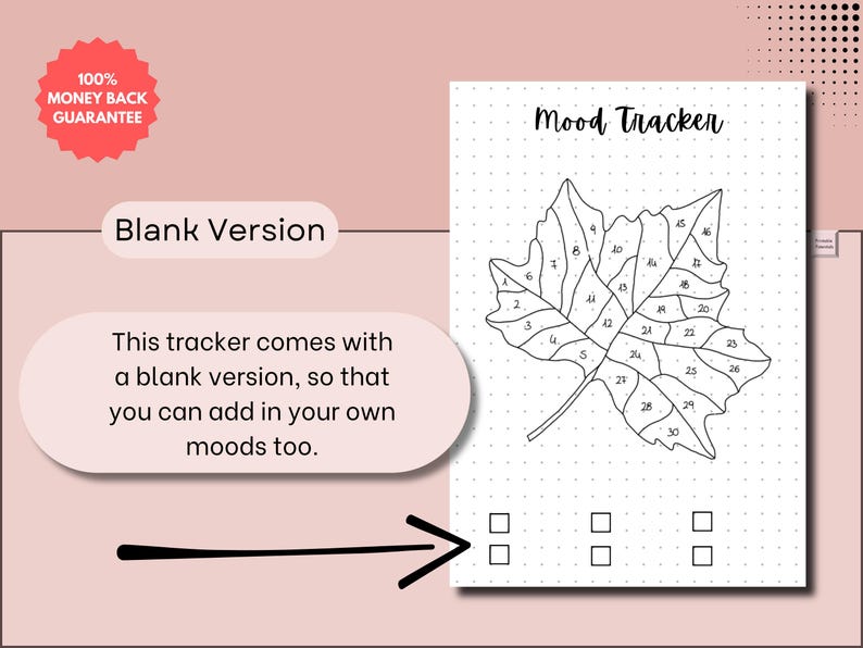 Fall Leaf Mood Tracker - Printable Mood Journal Page - Wellness Journal ...