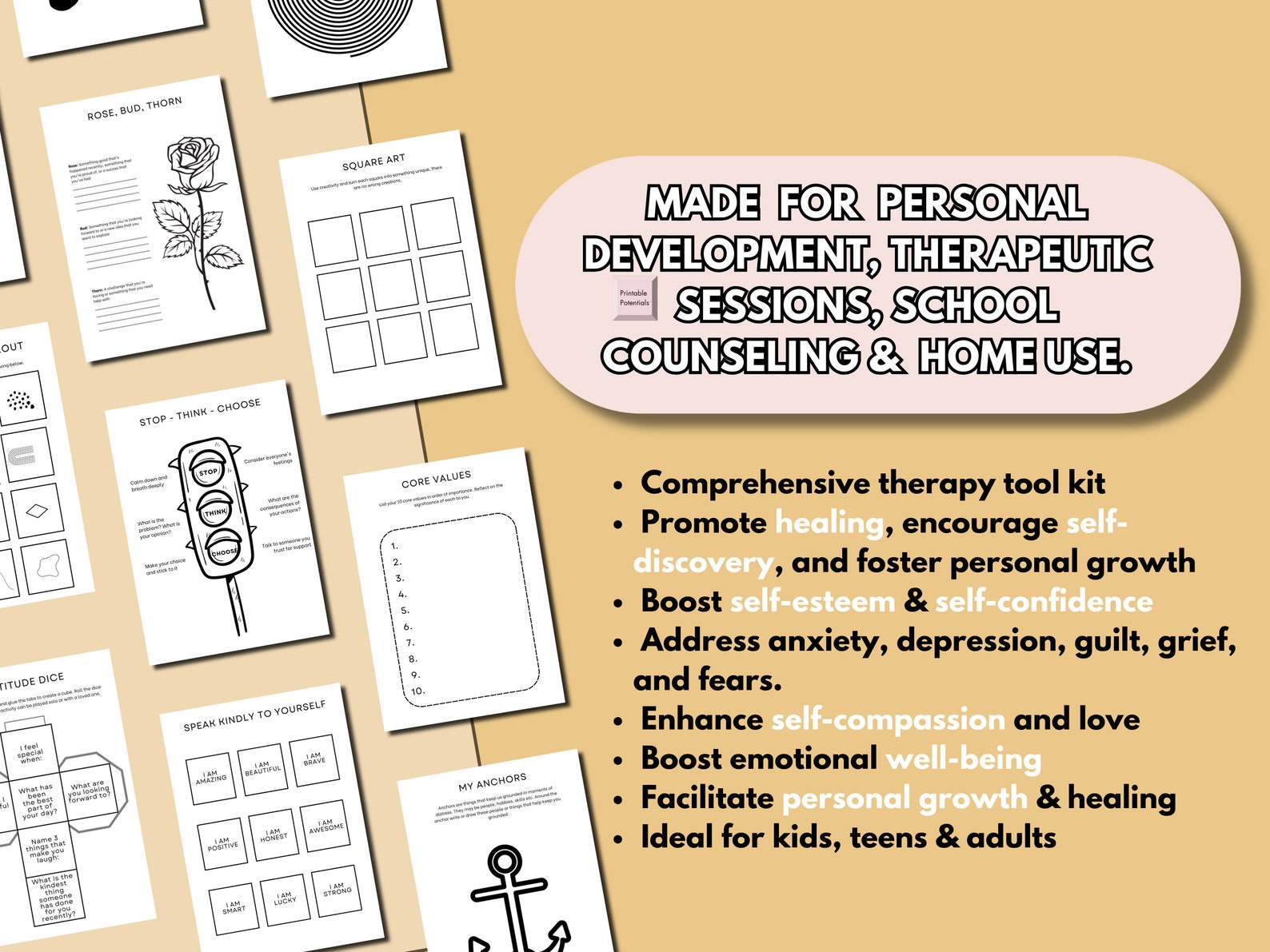Mental Health Art Therapy Worksheets for Social Worker Life Coach ...