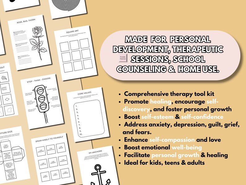 Mental Health Art Therapy Worksheets for Social Worker Life Coach ...