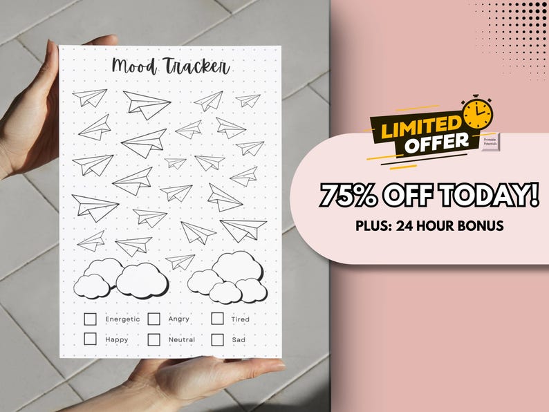 Paper Plane Mood Tracker - Printable Mood Journal Page - Wellness ...