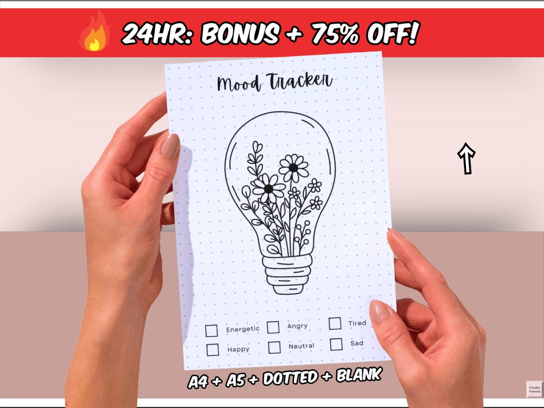 Lightbulb Flower Mood Tracker - Printable Mood Journal Page - Wellness ...