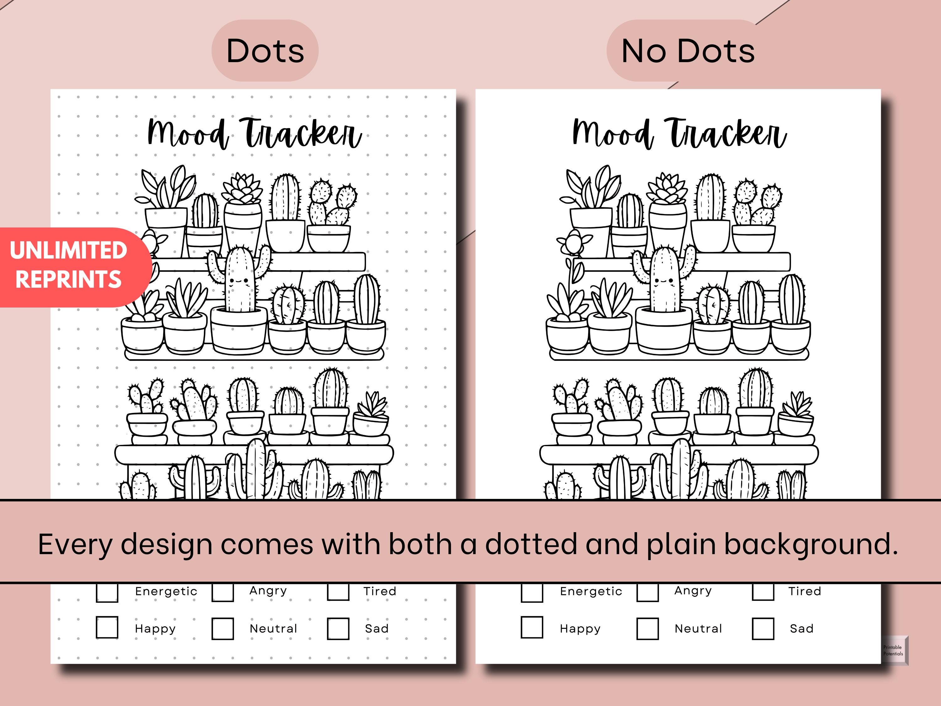 Cacti Mood Tracker Printable Mood Journal Page Wellness Journal Daily ...