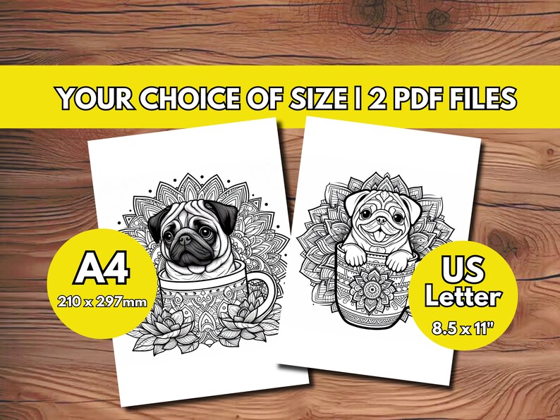 PUGS IN MUGS! | Printable Coloring Pages, Adult Coloring Book, Mindful ...