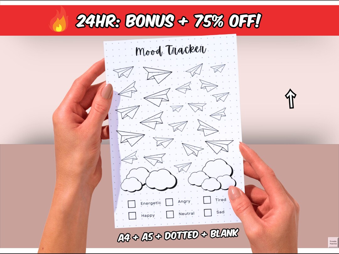 Paper Plane Mood Tracker - Printable Mood Journal Page - Wellness ...