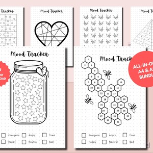 Mood Tracker Bundle - Journal Pages - Monthly Mood Tracker - Mood ...