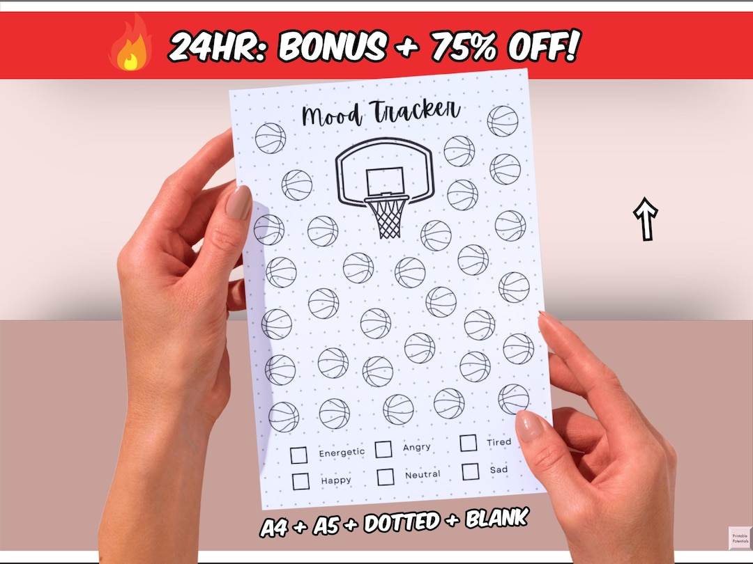 Basketball Mood Tracker - Printable Mood Journal Page - Wellness ...