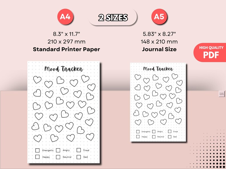 Love Heart Mood Tracker - Printable Mood Journal Page - Wellness ...