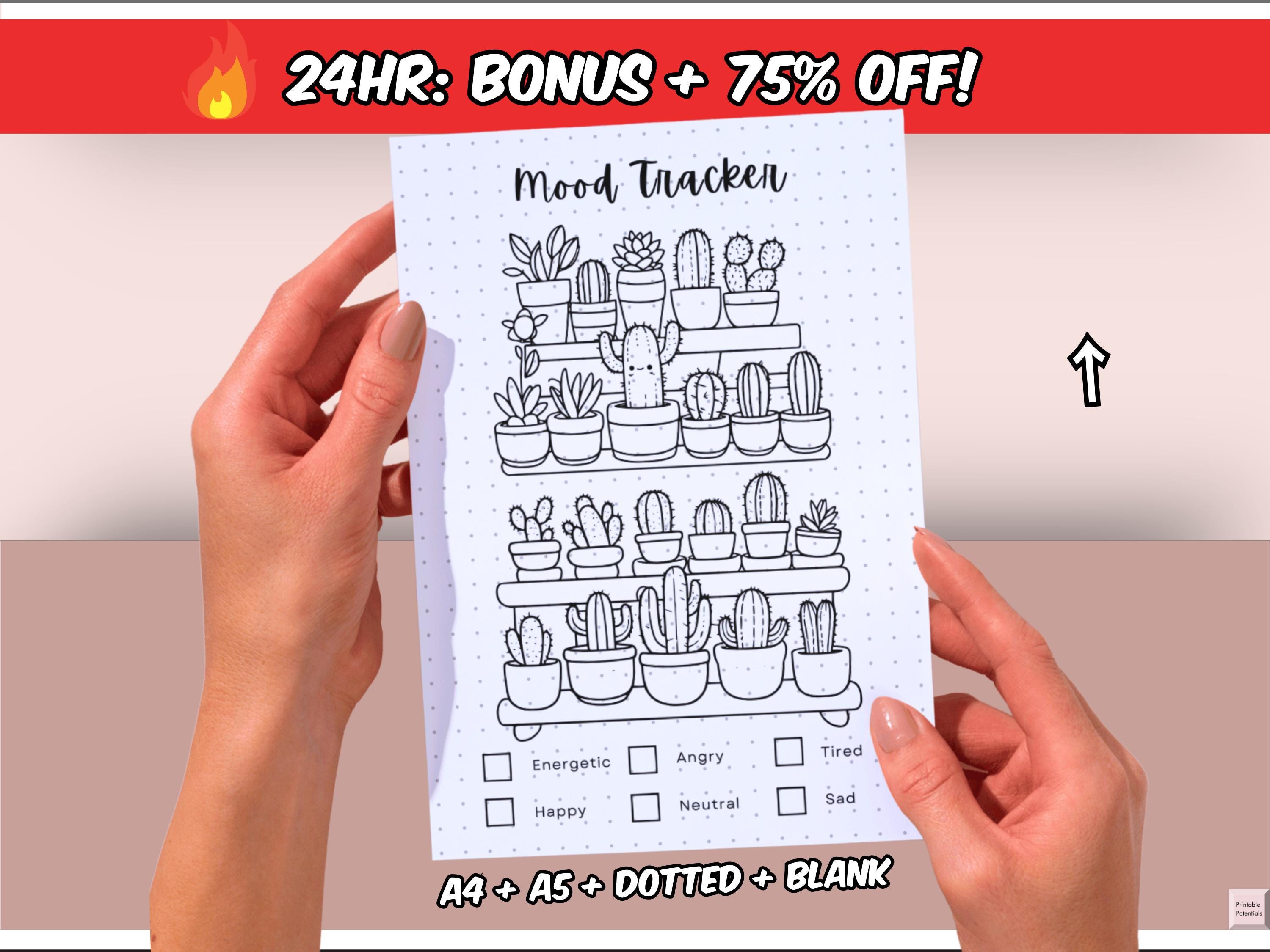 Cacti Mood Tracker Printable Mood Journal Page Wellness Journal Daily ...