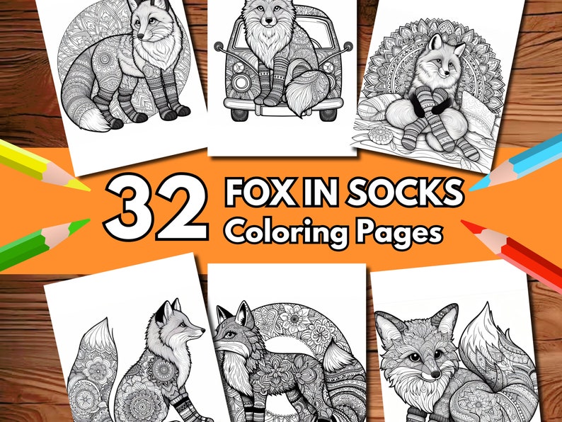 FOX IN SOCKS Printable Coloring Pages, Adult Coloring Book, Mindful ...
