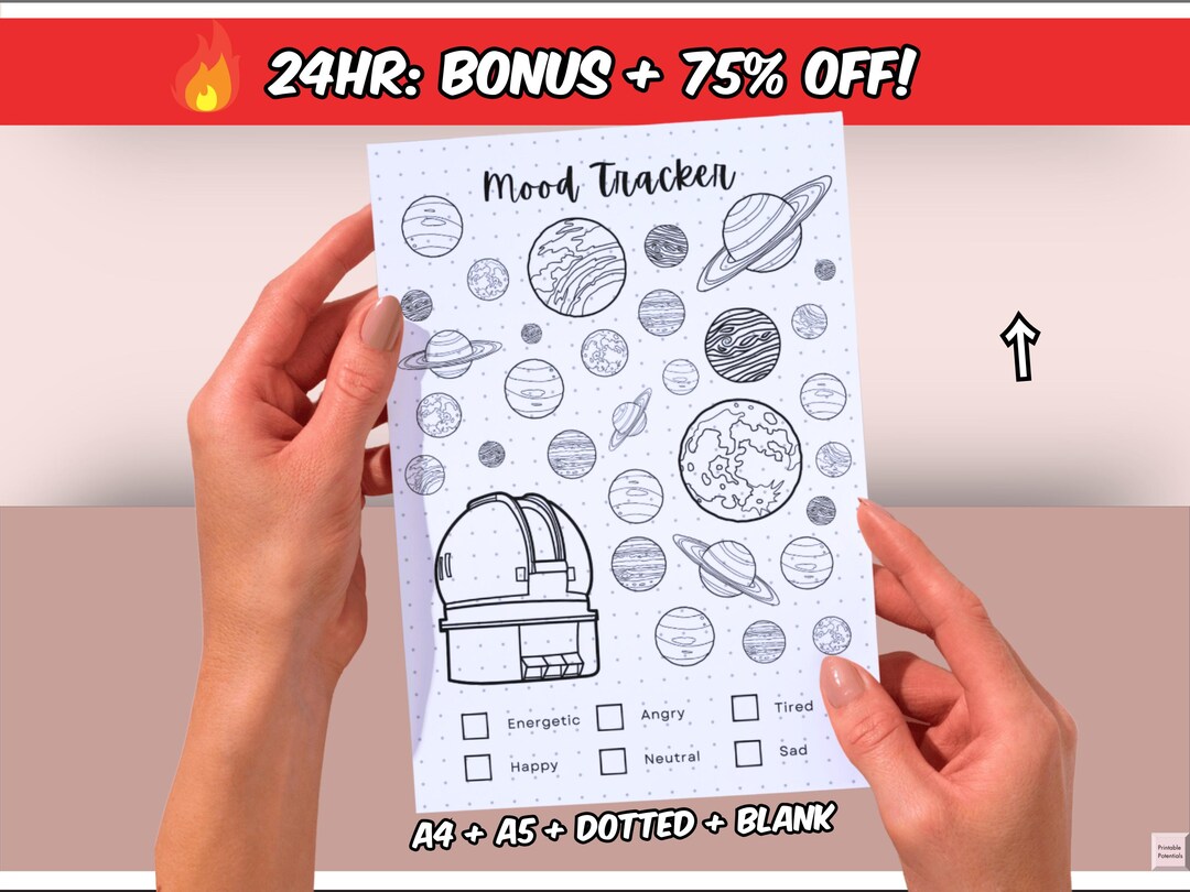 Space Planets Mood Tracker - Printable Mood Journal Page - Wellness ...