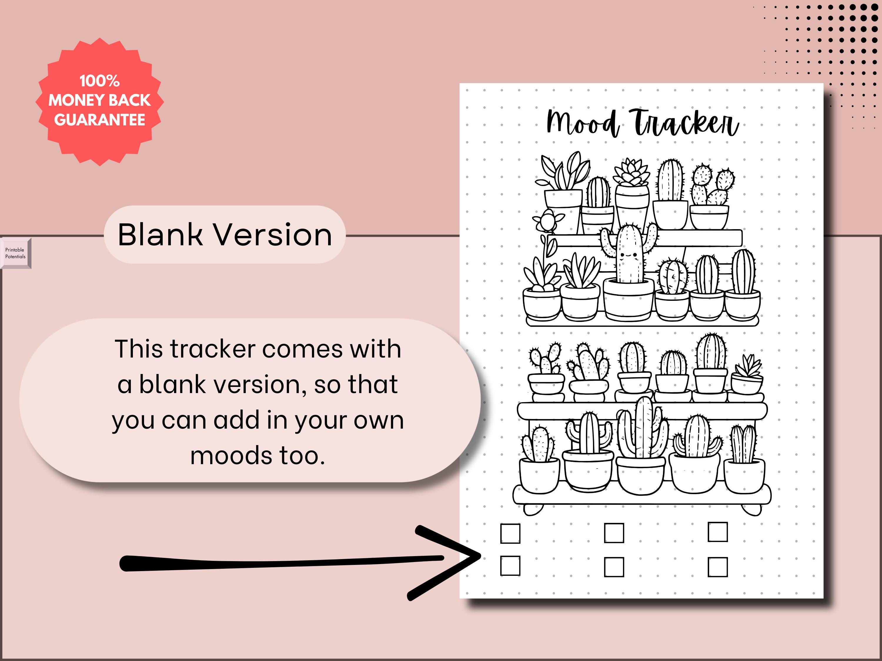 Cacti Mood Tracker - Printable Mood Journal Page - Wellness Journal ...