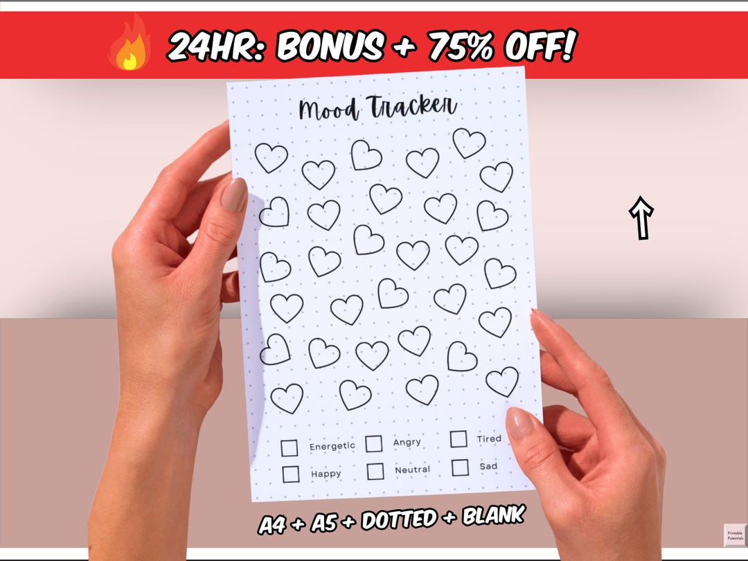 Love Heart Mood Tracker - Printable Mood Journal Page - Wellness ...