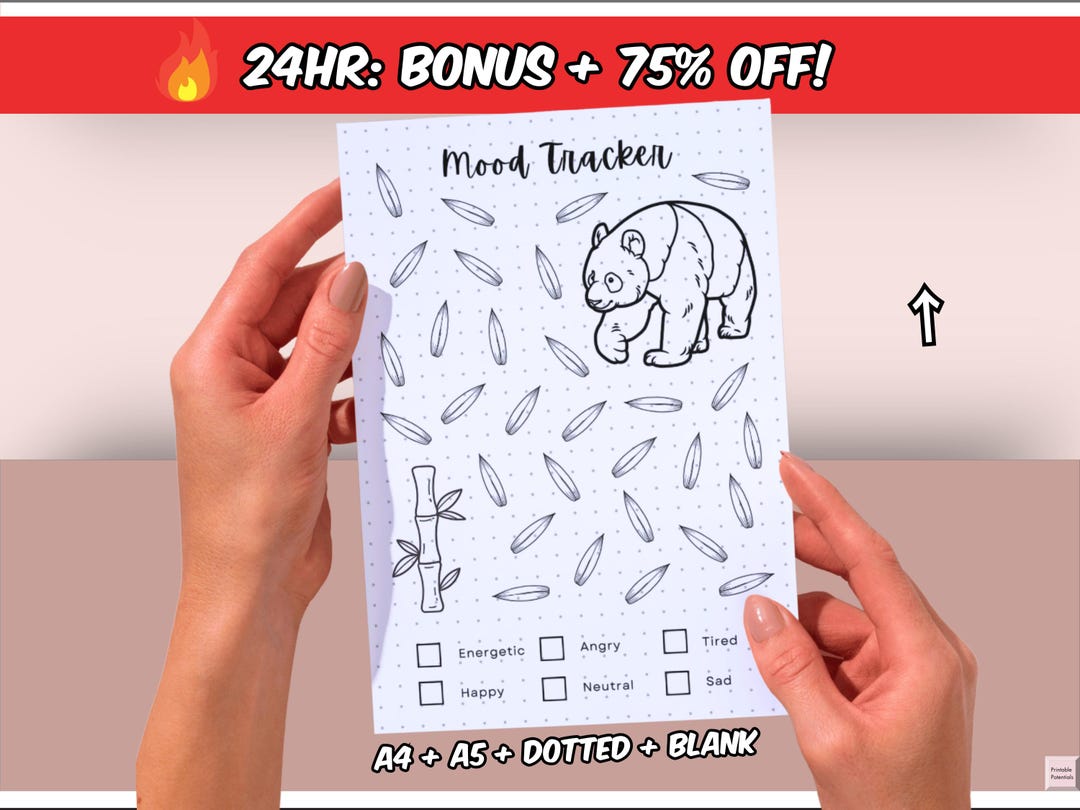 Panda Bamboo Mood Tracker - Printable Mood Journal Page - Wellness ...