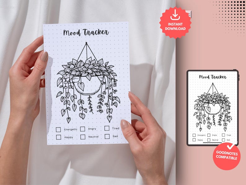 Hanging Plant Mood Tracker - Printable Mood Journal Page - Wellness ...