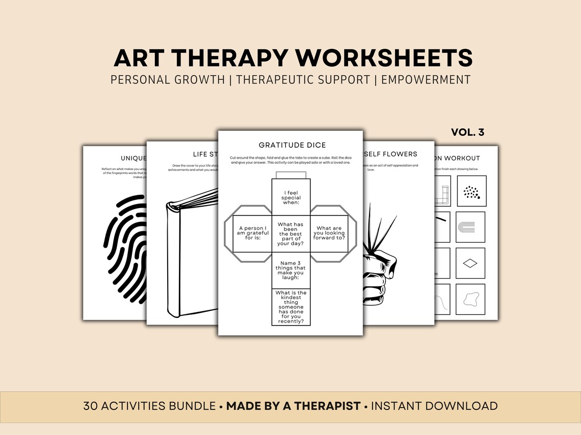 Mental Health Art Therapy Worksheets for Social Worker Life Coach ...