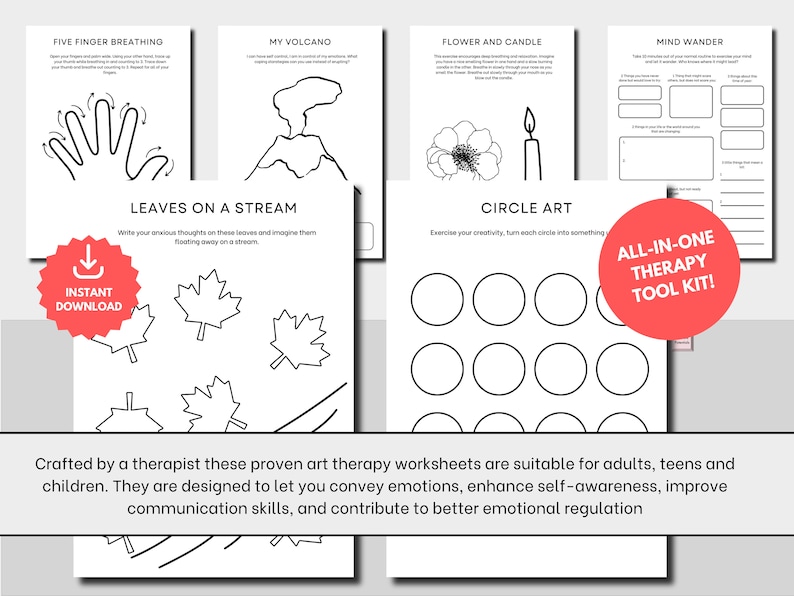 Printable Art Therapy Worksheets for School Psychologist Counselor ...