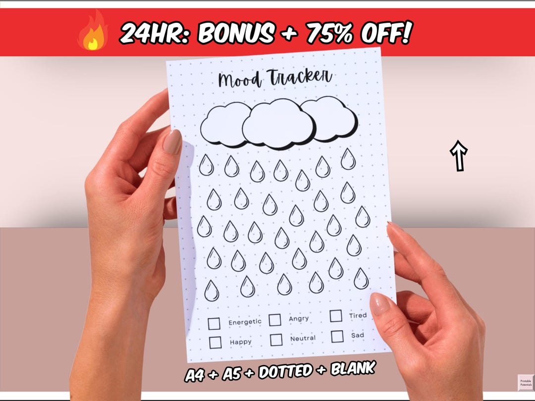 Rain Cloud Mood Tracker - Printable Mood Journal Page - Wellness ...