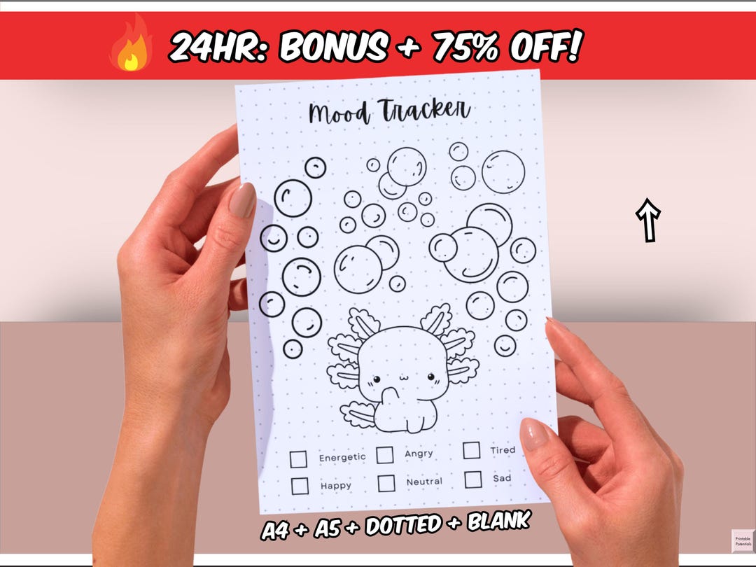 Axolotl Mood Tracker - Printable Mood Journal Page - Wellness Journal ...