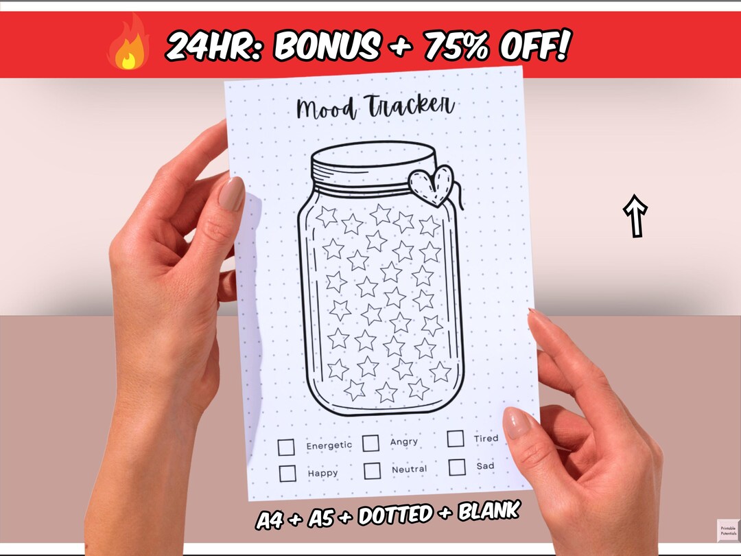 Jar of Stars Mood Tracker - Printable Mood Journal Page - Wellness ...