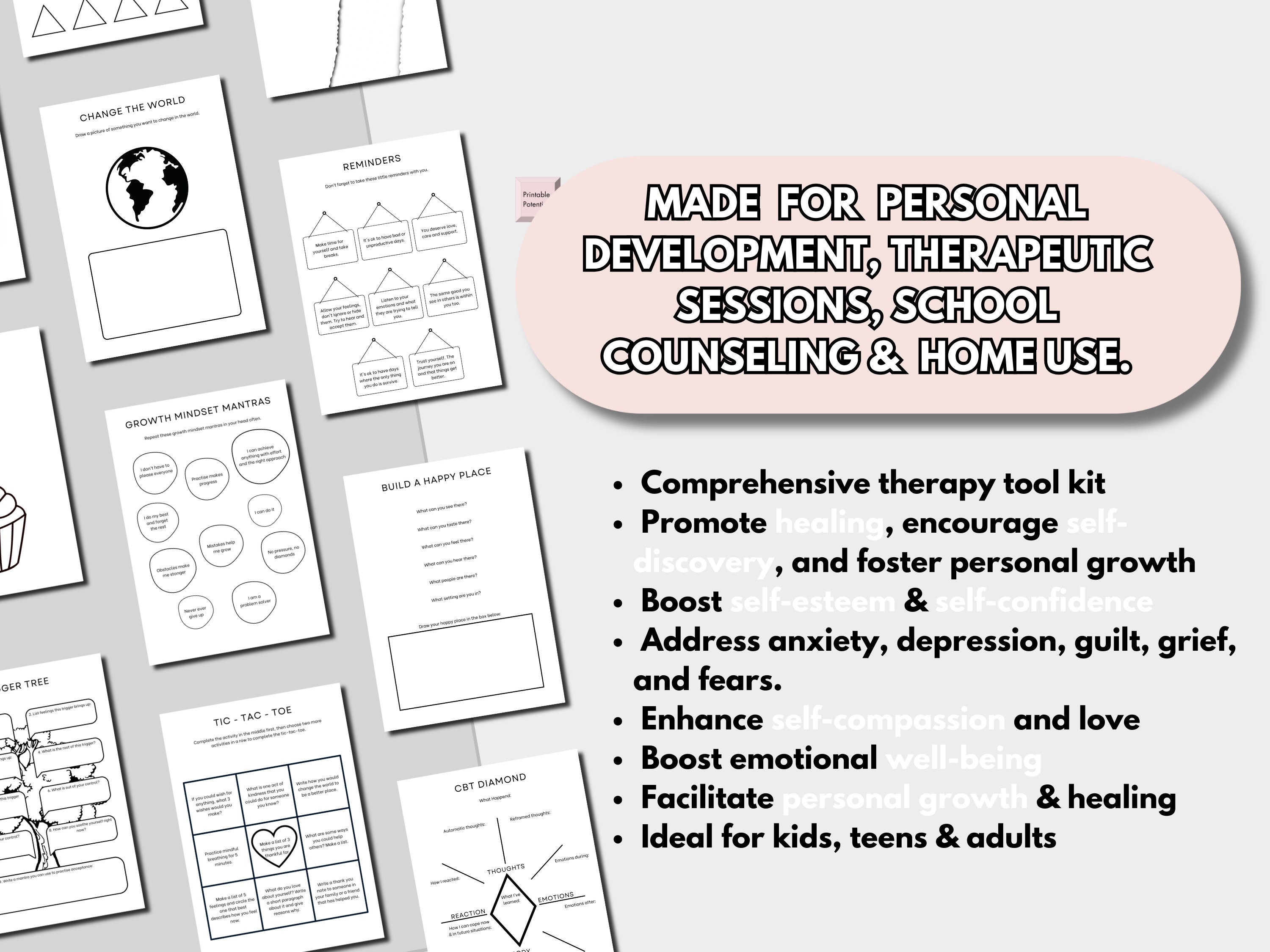 Printable Art Therapy Worksheets for School Psychologist Counselor ...