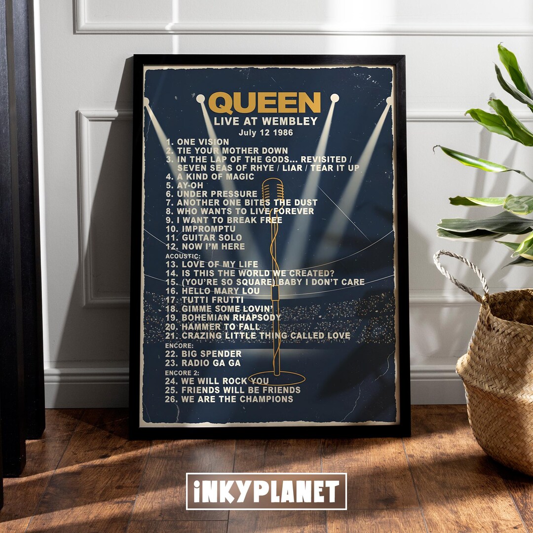 Queen Setlist Wembley Stadium 12th July 1986 Giclée Art Print - Etsy