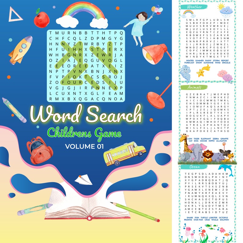 Word Search Activity for Kids (vol 1) - 10 Pages - Etsy
