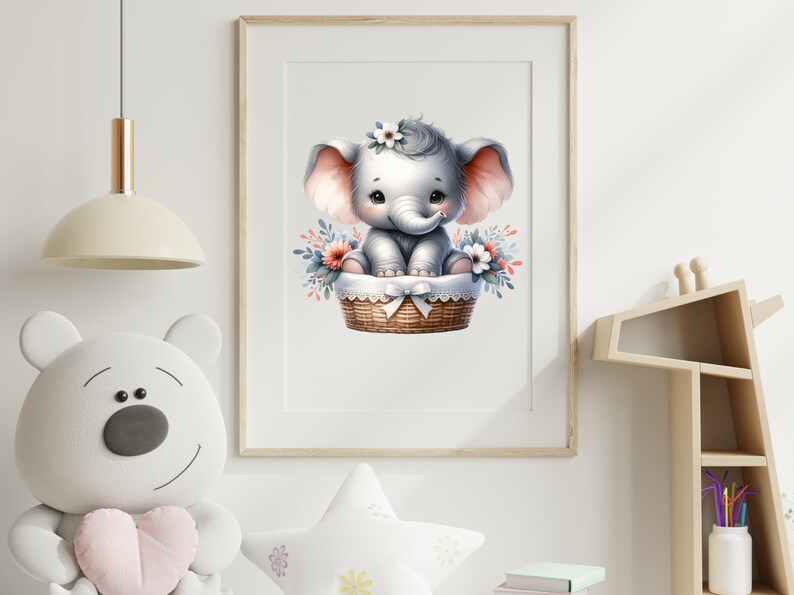 5 Olifant PNG, Clipart Olifant Illustratie, Safari Dieren Kinderkamer ...