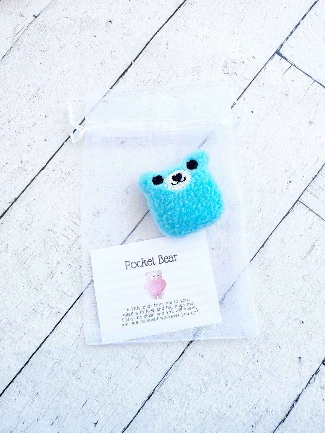 Tiny Turquoise Teddy Bear Plushie: Pocket Worry Pet Gift - Etsy
