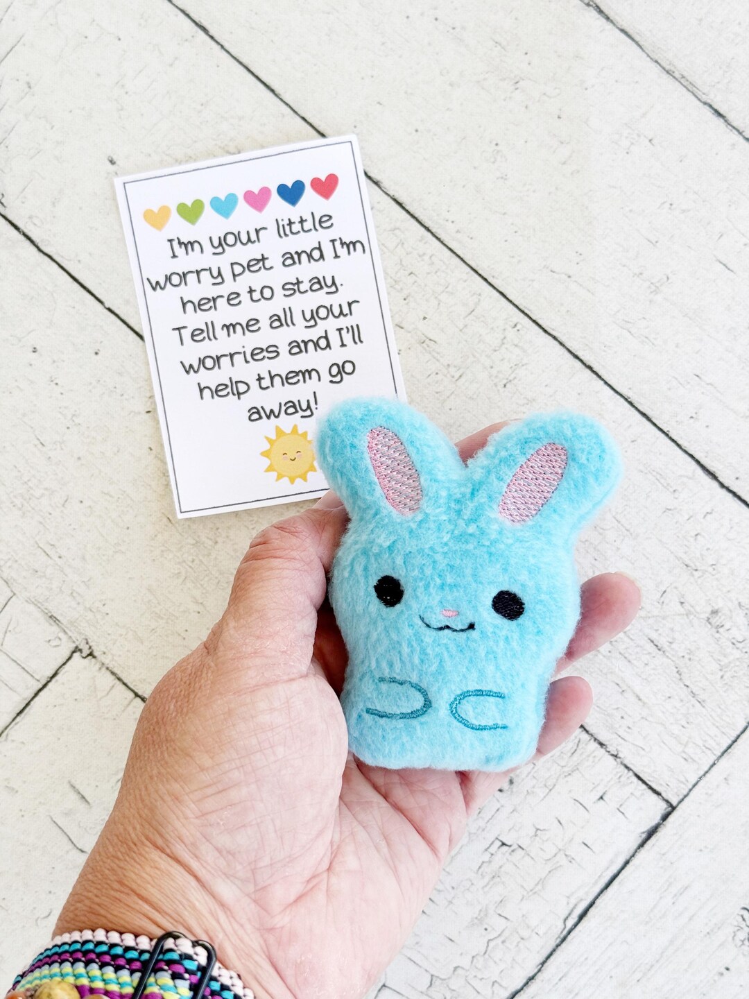 Small Plush Bunny Comfort Animal for ADHD Relief & Worry Doll Toy Soft ...