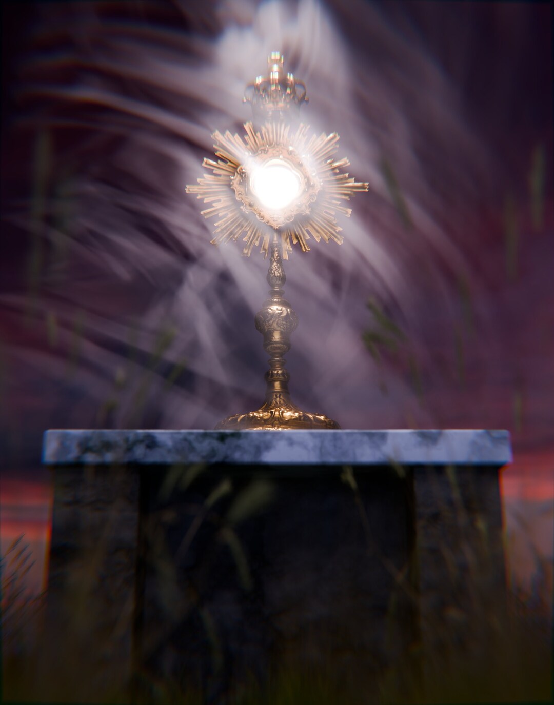 LARGE IMAGE Monstrance on the Altar Surrounded by Smoke - Etsy