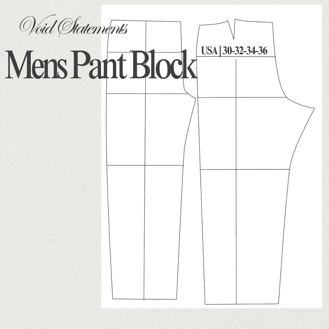 Men’s Pant Sewing Pattern Block | Sizes 30–36 | Digital PDF | Plotter ...