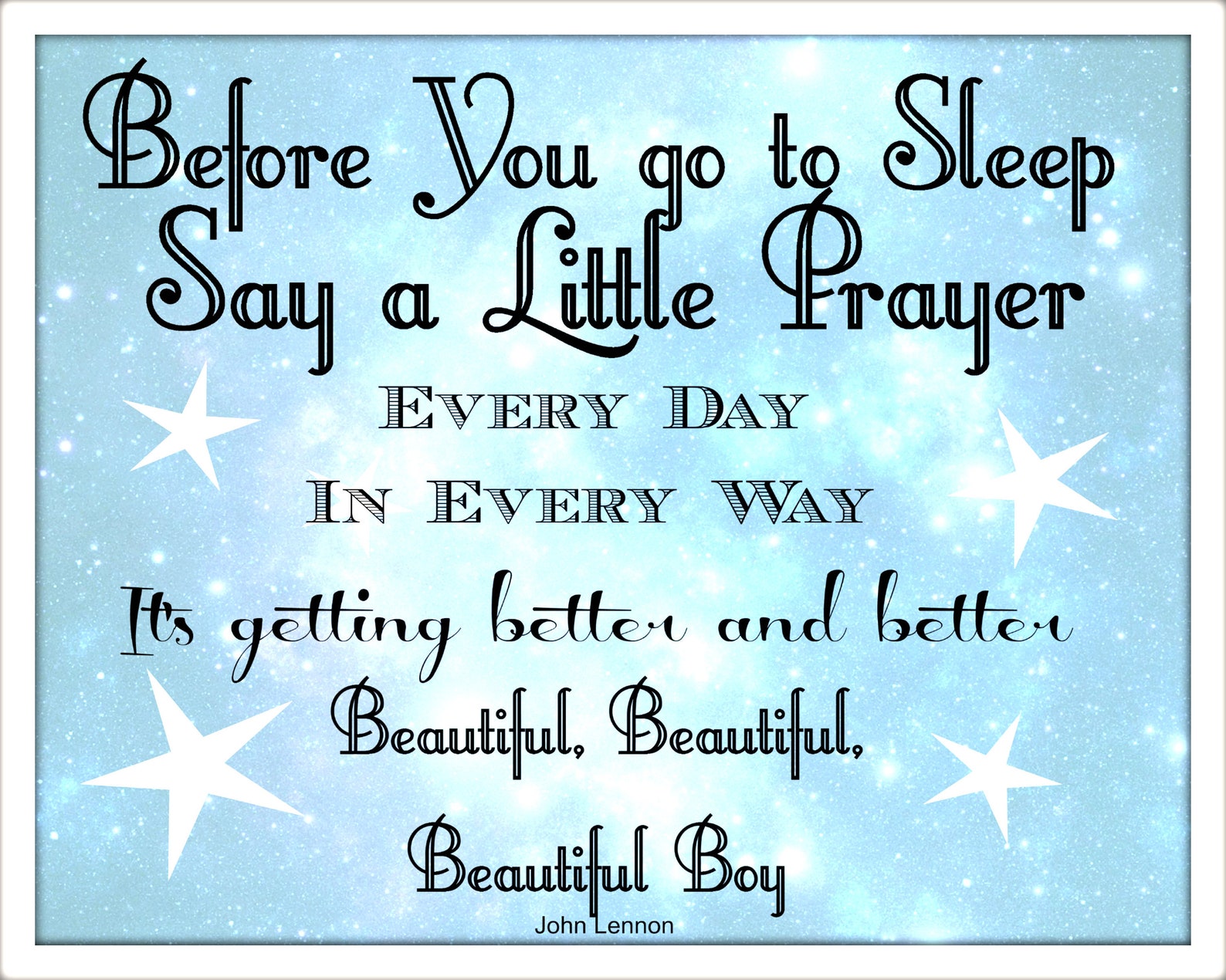 Beautiful Boy John Lennon song lyric Nursery wall print blue | Etsy