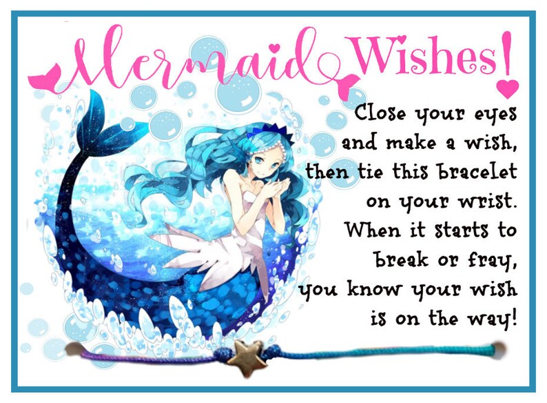 Mermaid Party Favors, Wish Bracelets, Personalized Favors, Birthday ...