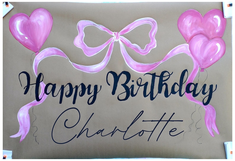 Custom Hand Painted Banner – Personalized 2x5 Party Backdrop, Birthday ...