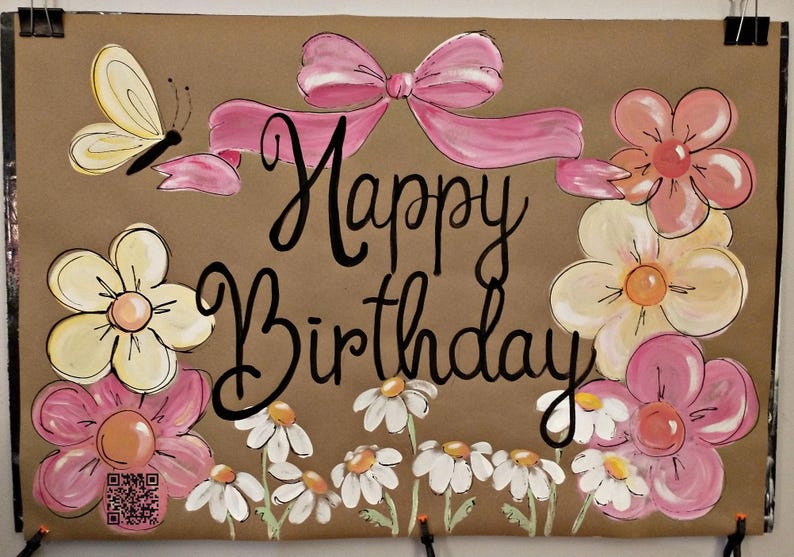 Whimsical Birthday Banner, Hand Painted Personalized Colorful, Kid ...