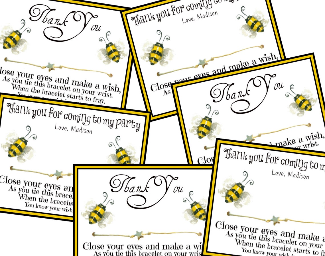 Bumble Bee Honey Bee Party Favors Wish Bracelets Custom | Etsy