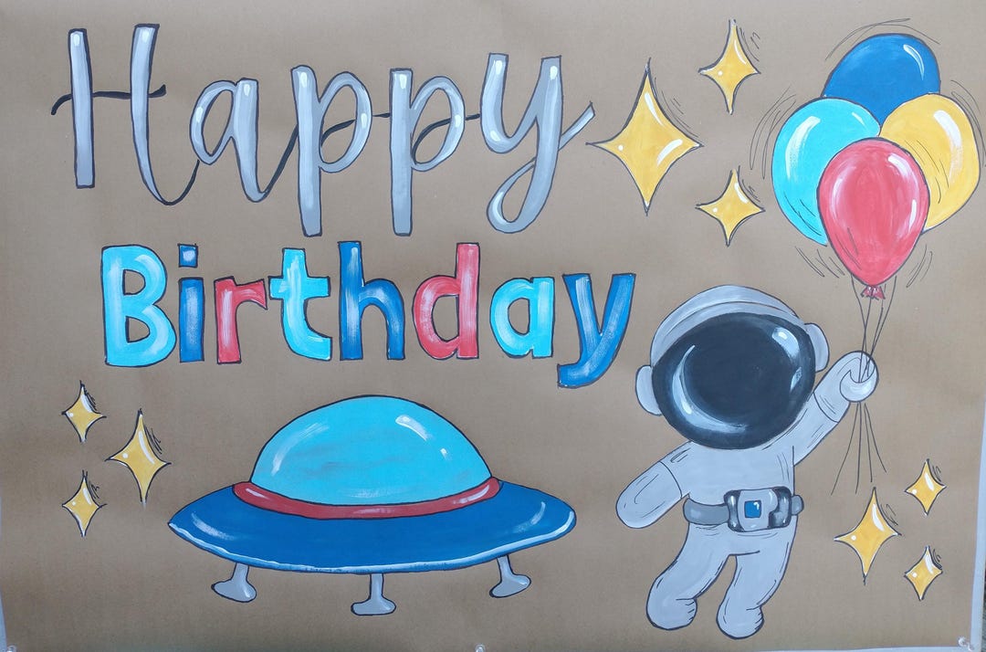 Personalized Painted Birthday Party Sign, Custom Event Banner, Trendy ...