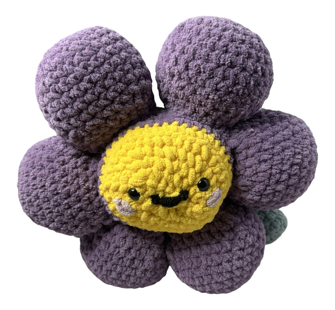 Lazy Daisy Flower Smiley Face Plushie Crochet - Etsy